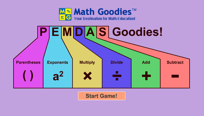 PEMDAS Goodies | Math Goodies